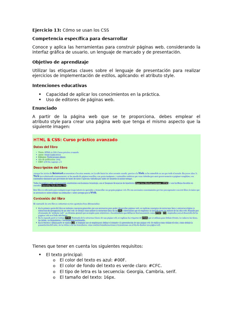 Ejercicio 13 Cómo Se Usan Los CSS | PDF | HTML | Red mundial Ejercicio 13 Cómo Se Usan Los CSS | PDF | HTML | Red mundial
