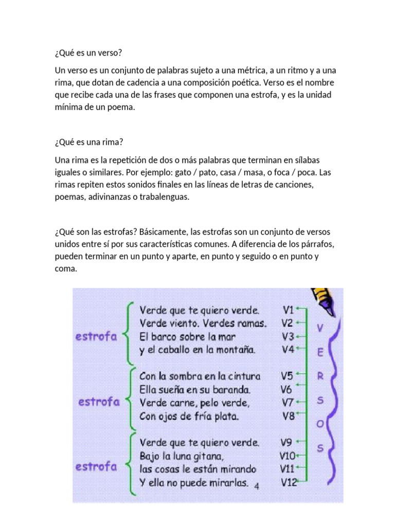 Definición de verso en poesía | PDF