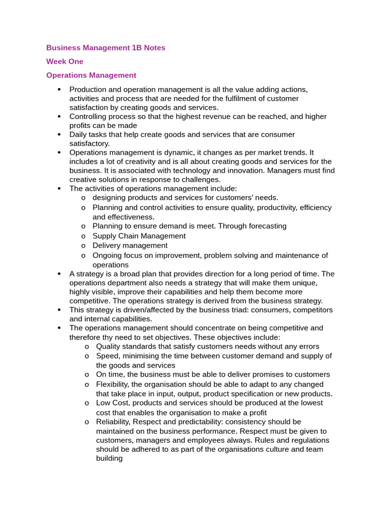 Operations Management Overview 1B | PDF | Supply Chain | Operations ...