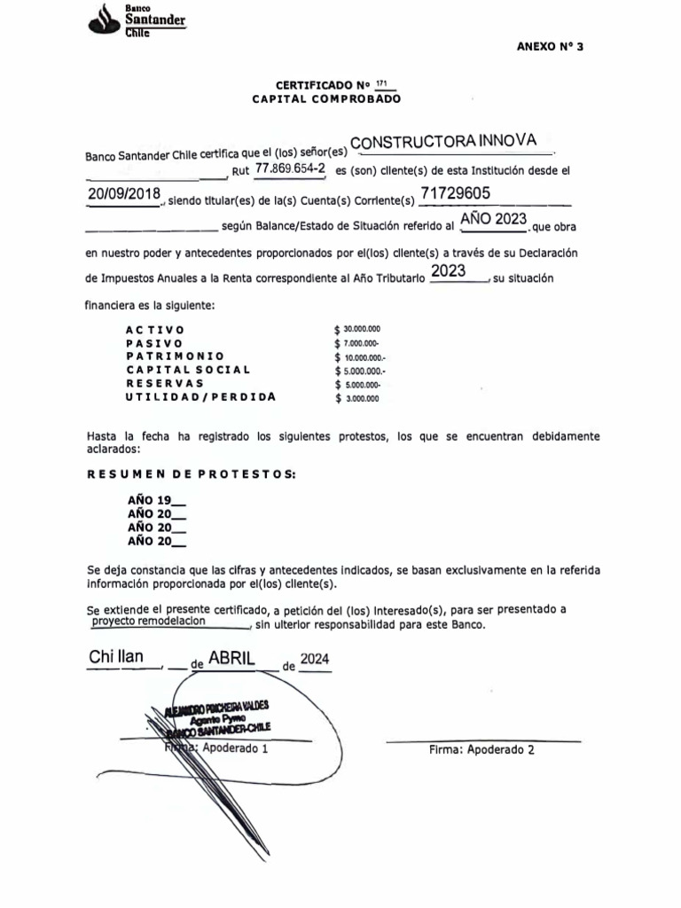 Certificado de Capital Comprobado | PDF | Finanzas y dinero