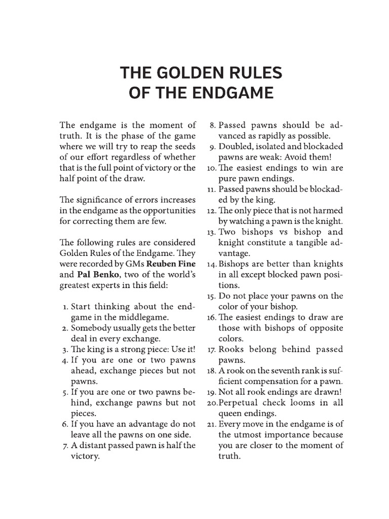 Rules Od the Endgame | PDF