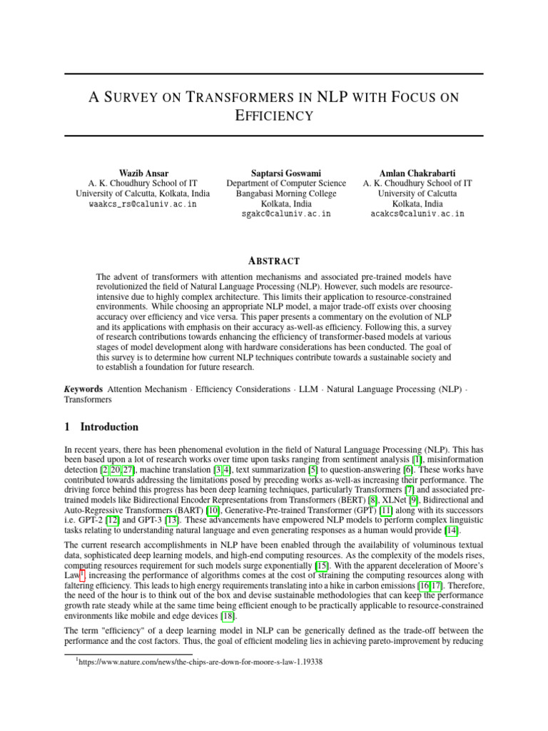 A Survey On Transformers in NLP With Focus On Efficiency | PDF | Deep Learning | Machine Learning