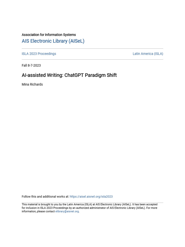 AI-assisted Writing ChatGPT Paradigm Shift de Scribd de Mierda | PDF ...