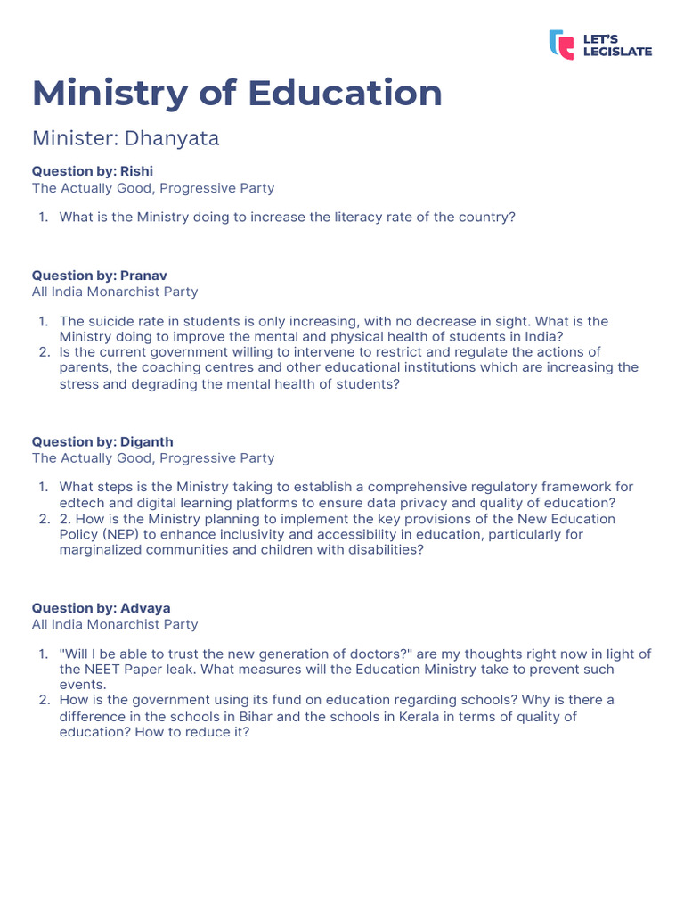 Ministry of Education | PDF