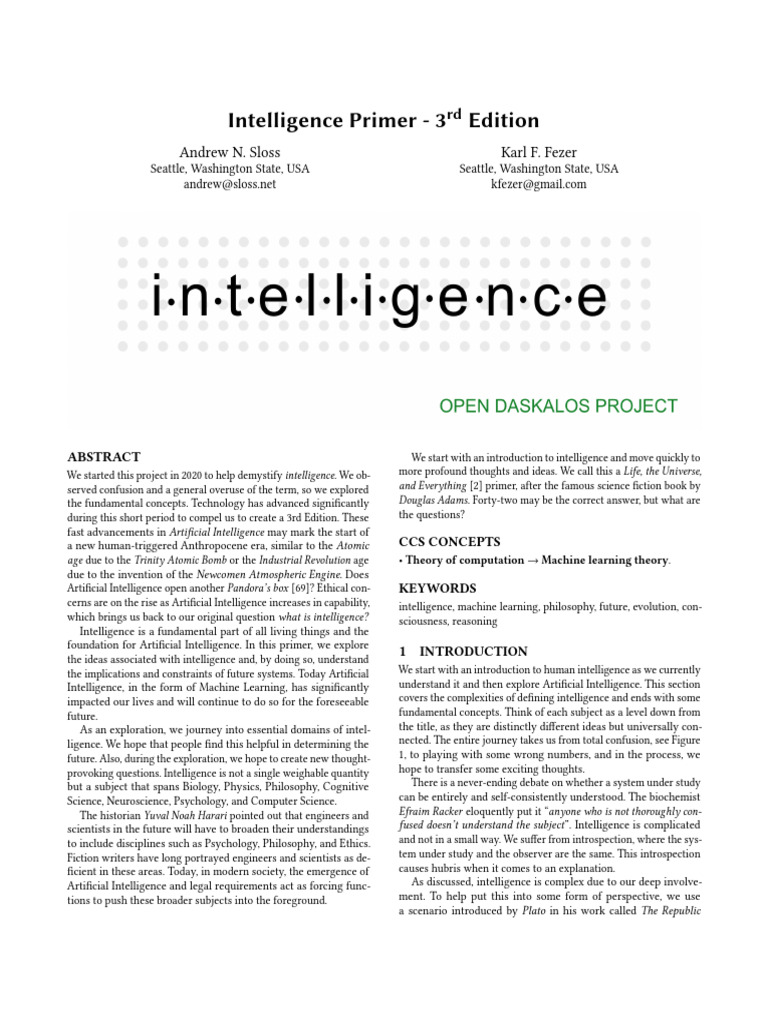 Intelligence Primer | PDF | Inference | Deductive Reasoning Intelligence Primer | PDF | Inference | Deductive Reasoning