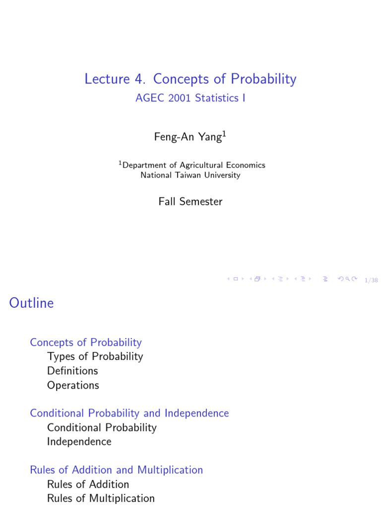 Lecture 4 Concepts of Probability | PDF | Probability | Measure Theory