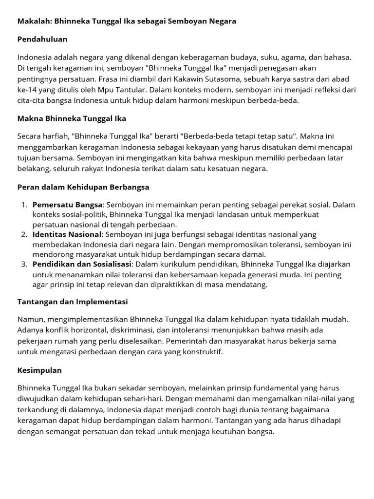 Makalah Bhinneka Tunggal Ika Sebagai Semboyan Negara - 20241018 ...