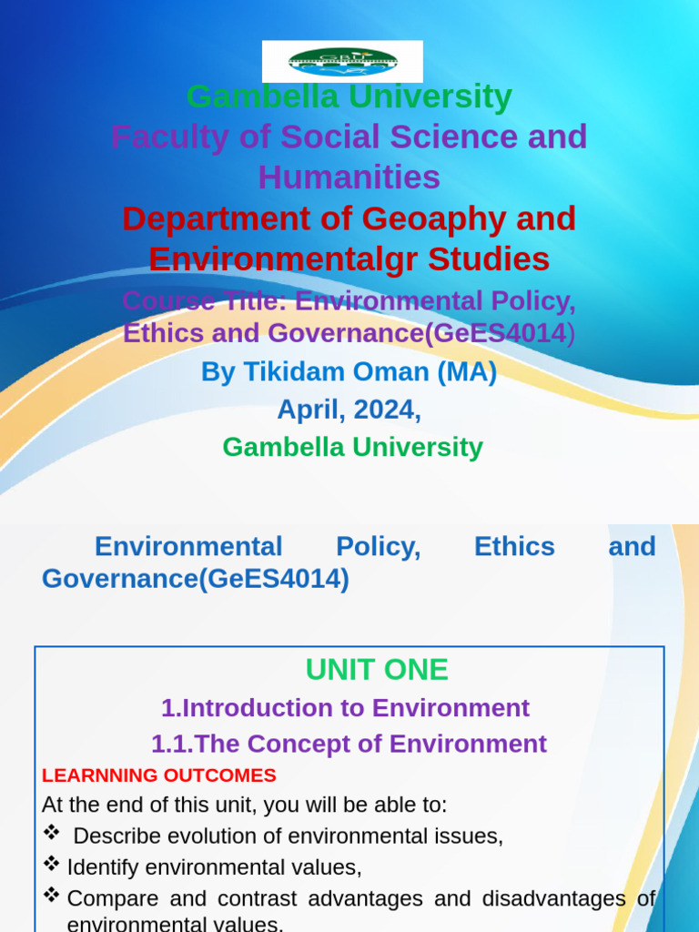 Environmental Policy and Governance Overview | PDF | Governance | Policy