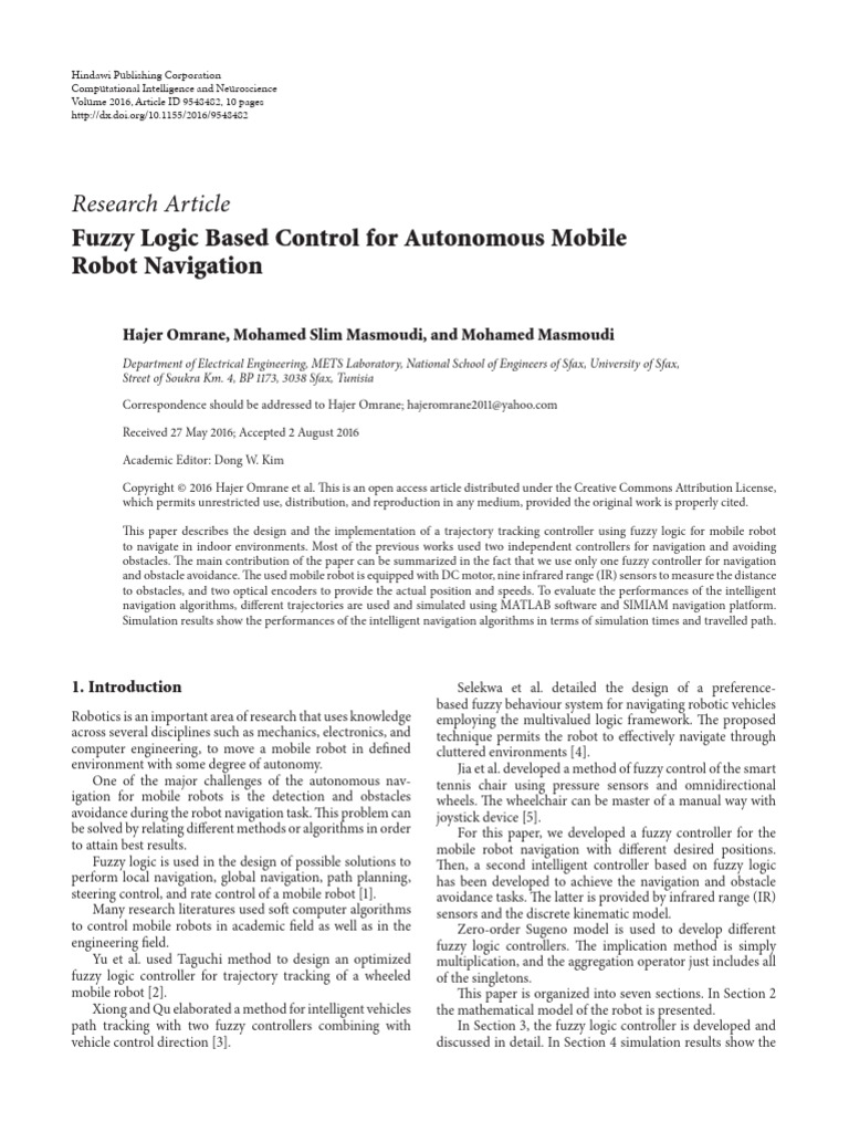 Fuzzy Logic Based Control For Autonomous Mobile Ro | PDF | Fuzzy Logic