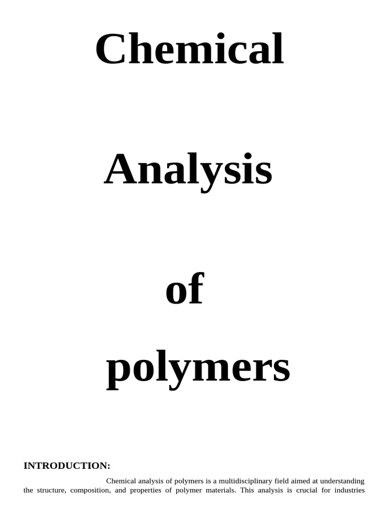 Chemical Analysis of Polymers Overview | PDF | Polymers | Differential ...