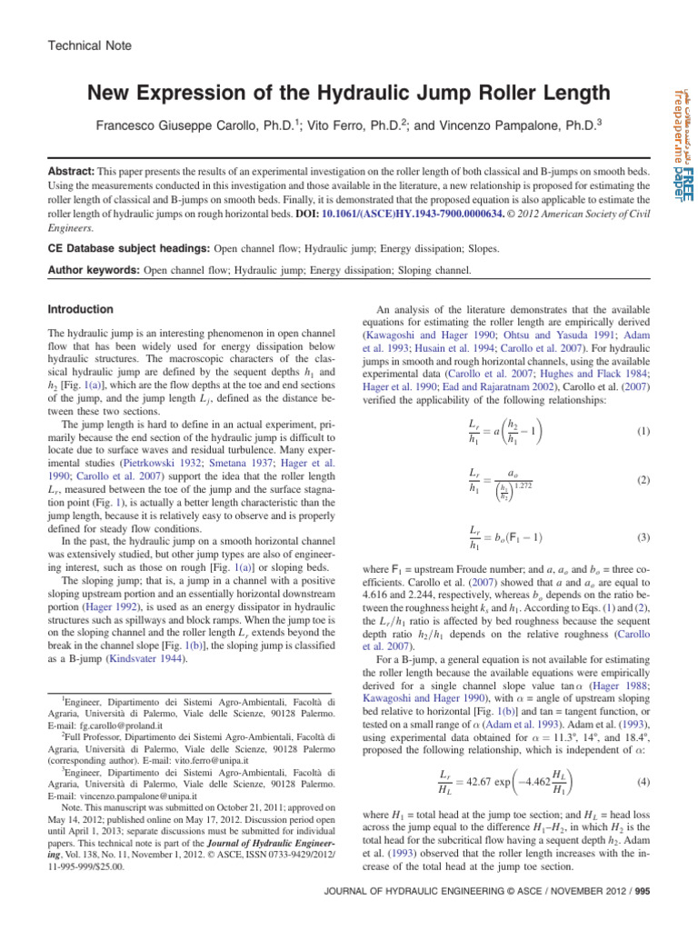 New Expression of the Hydraulic Jump Roller Length ...