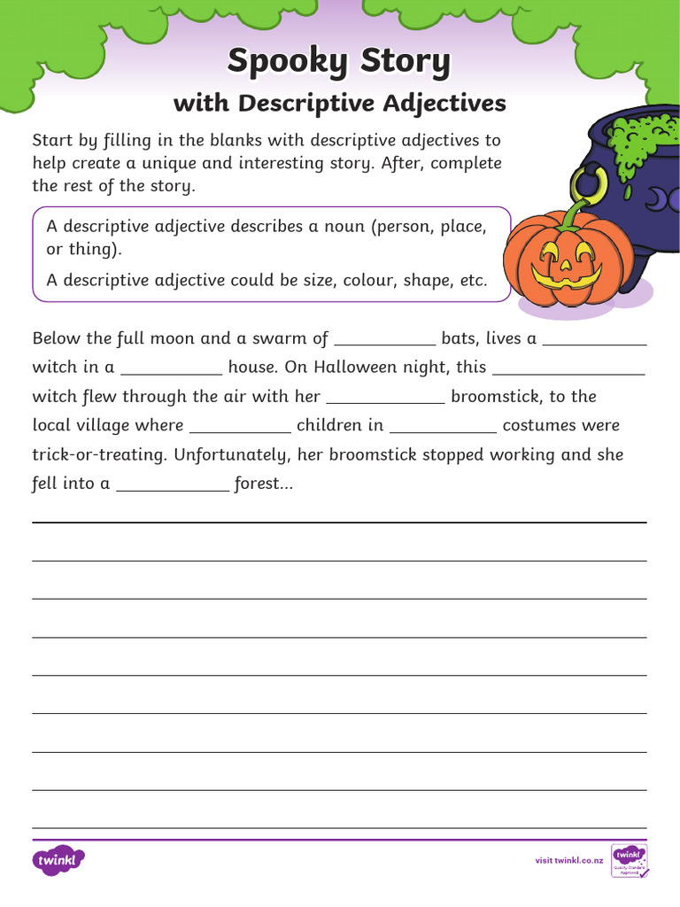 NZ e 1662280007 Spooky Story Opener With Descriptive Adjectives Writing ...