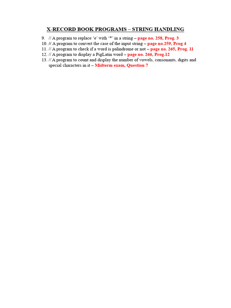 Record Book Programs - String Handling | PDF Record Book Programs - String Handling | PDF