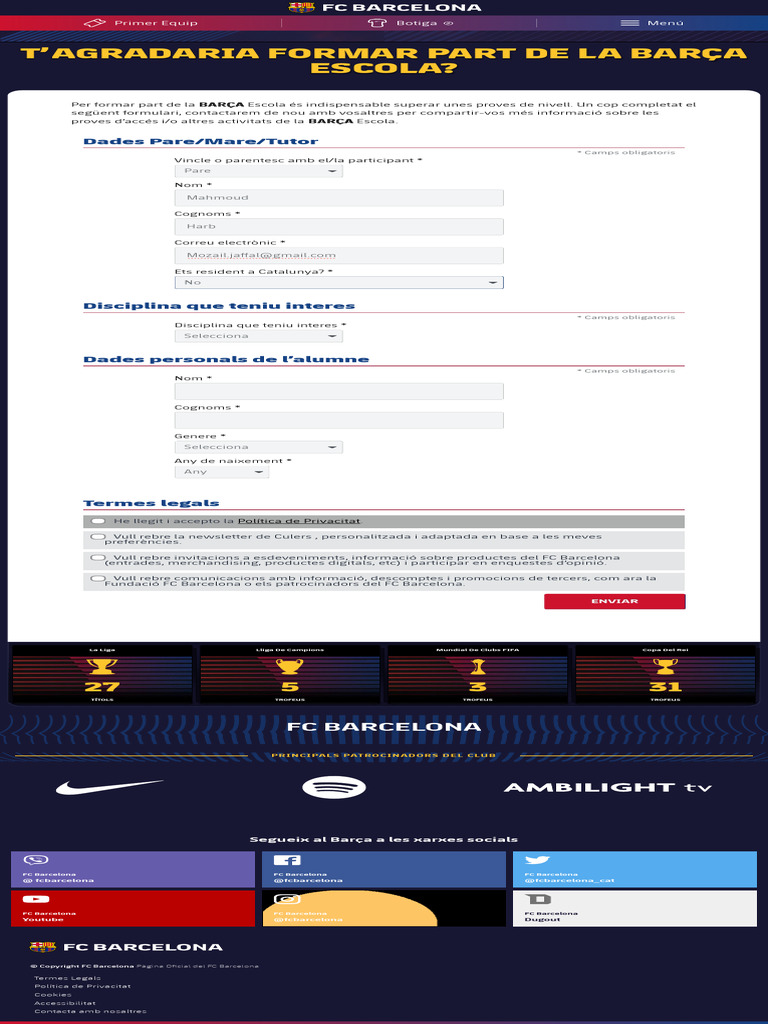 FC Barcelona T'AGRADARIA FORMAR PART DE LA BARÇA ESCOLA | PDF