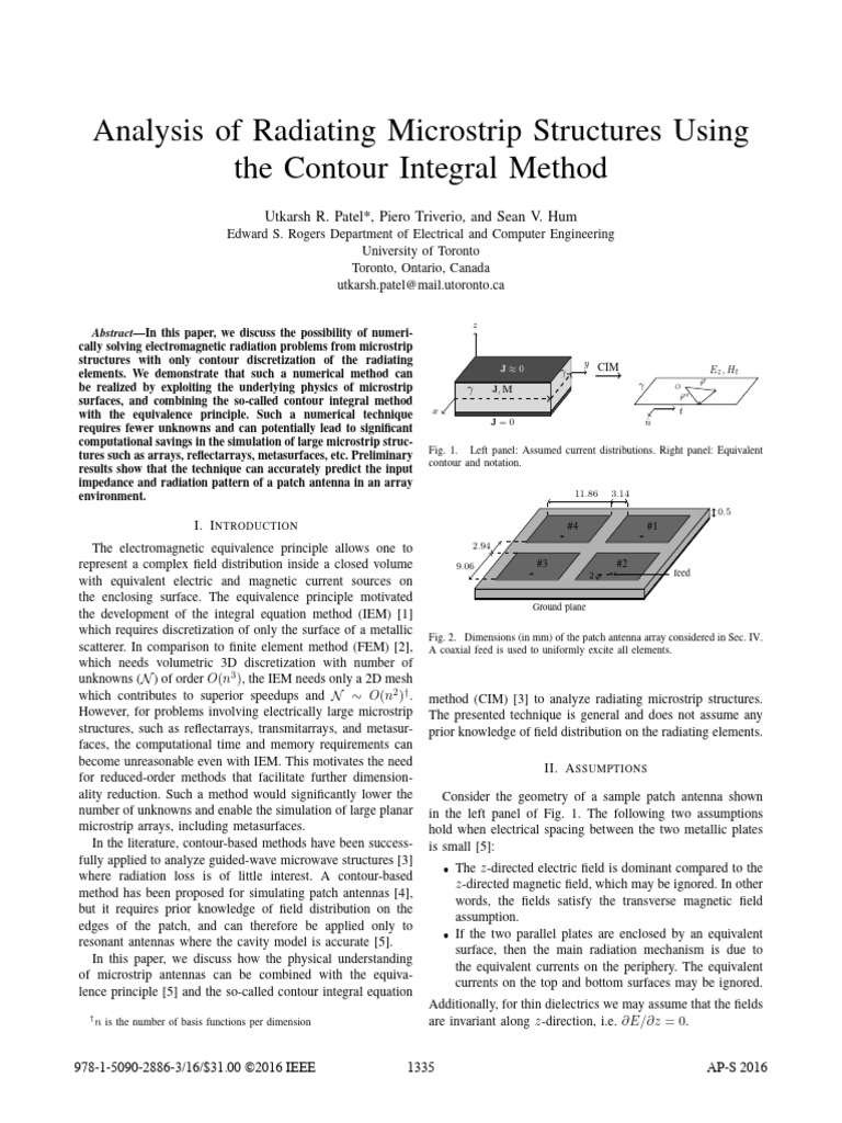 Analysis of Radiating Microstrip Structures Using The Contour Integral Method | PDF | Antenna ...