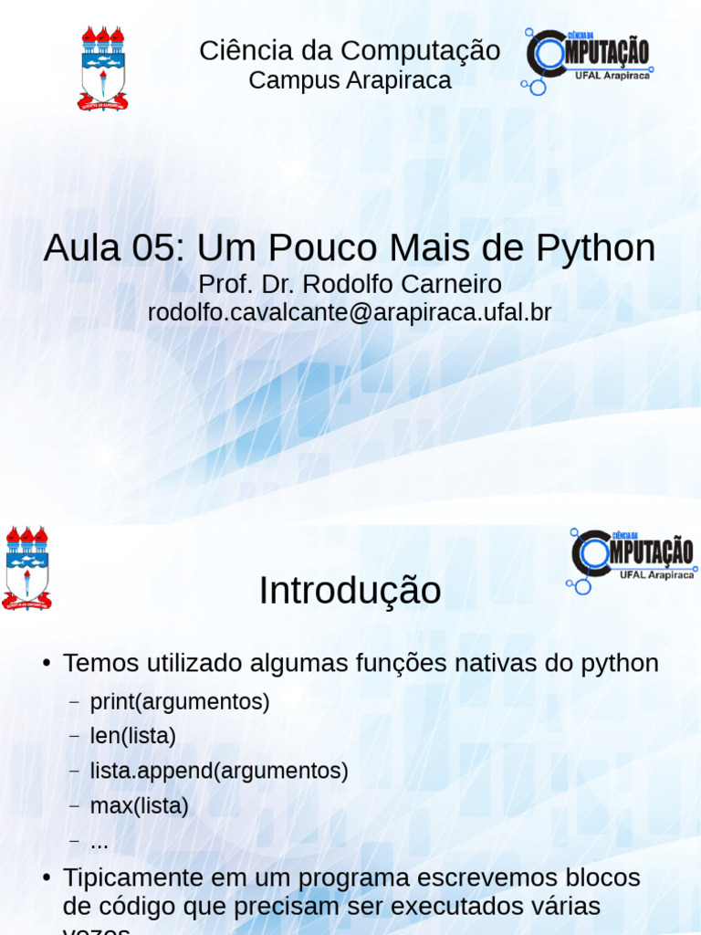 Um Pouco Mais de Python | PDF | Parâmetro (programação de computador ...