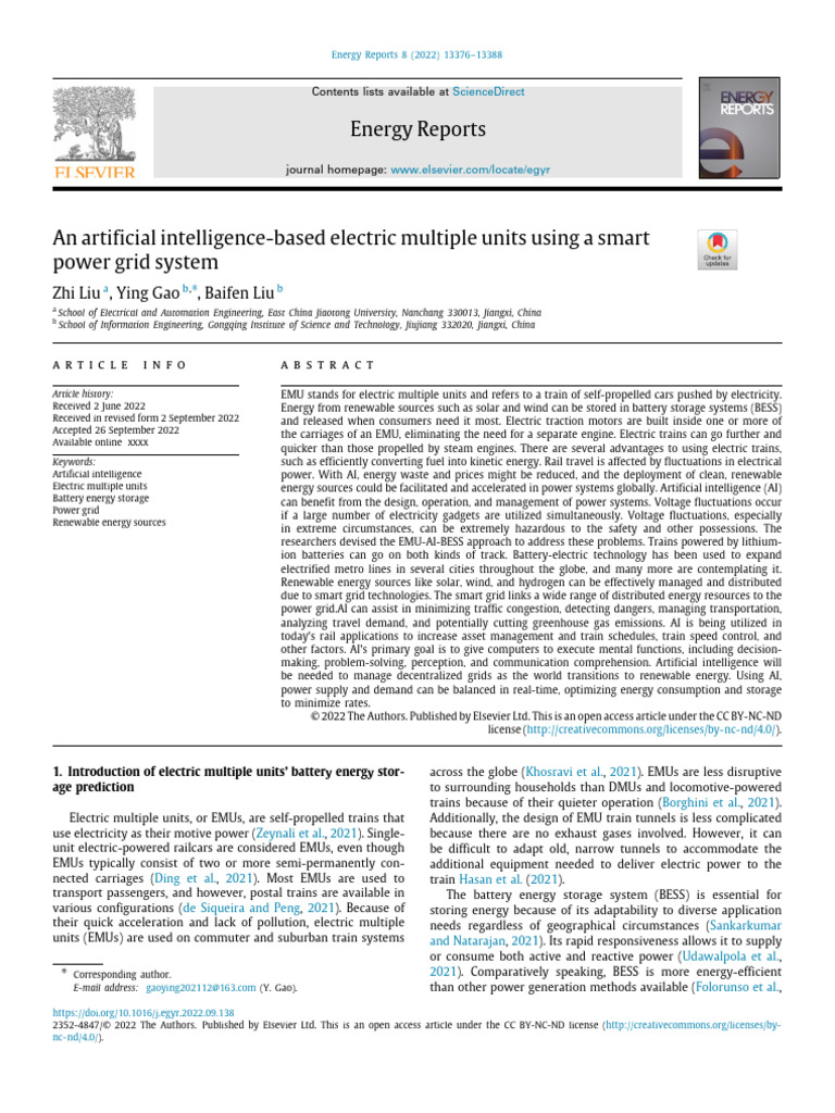 AI-Driven Electric Multiple Units in Smart Grids | PDF | Distributed ...