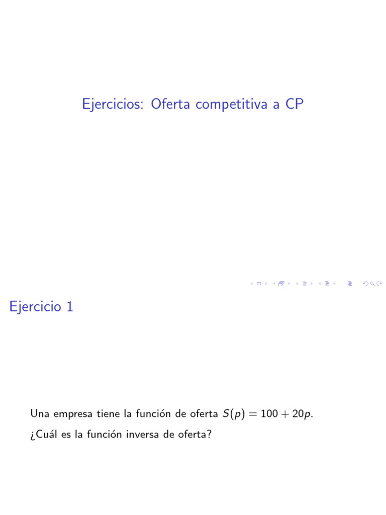 Stvdivm Ejercicios Oferta Competitiva CP | PDF | Excedente económico | Oferta (economía)