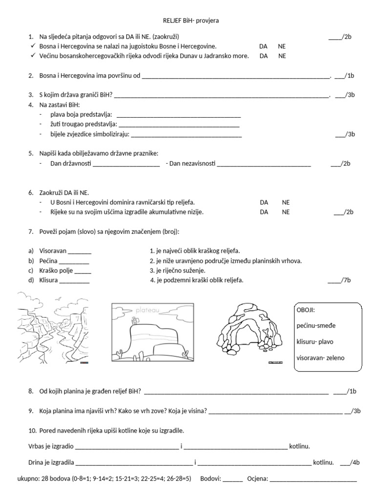 RELJEF BiH Provjera | PDF