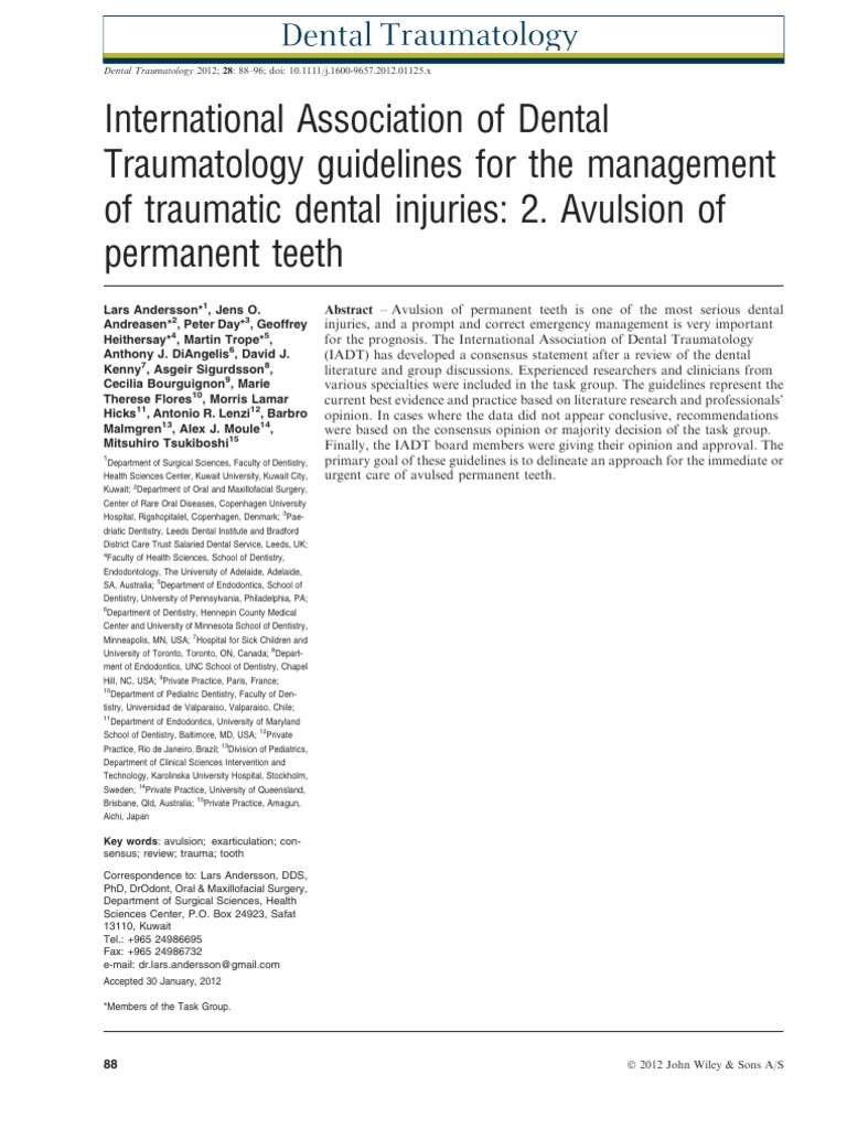 Dental Traumatology - 2012 - Andersson - International Association of ...