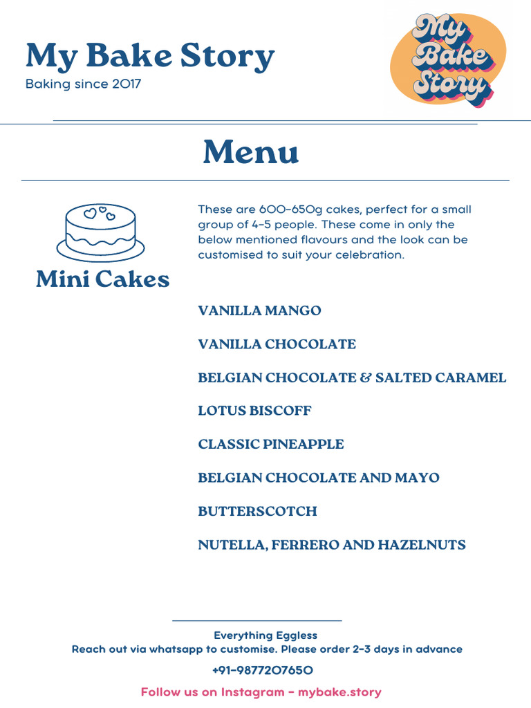 My Bake Story Menu PDF | PDF | Cakes | Chocolate