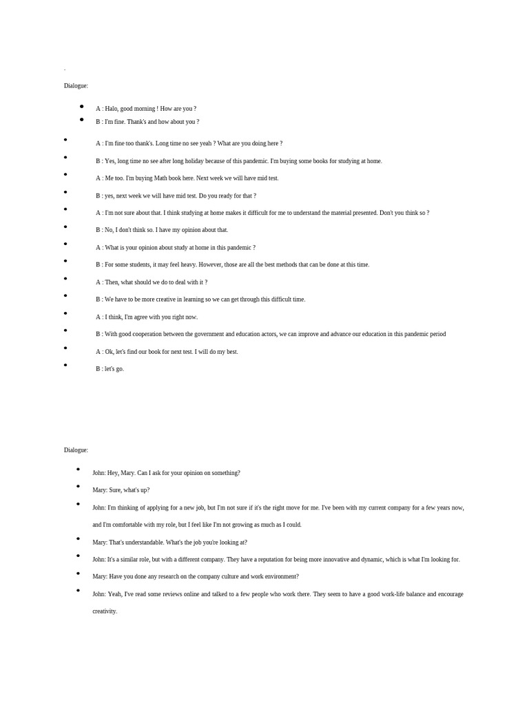 dialogue | PDF | Sushi | Indonesian Language