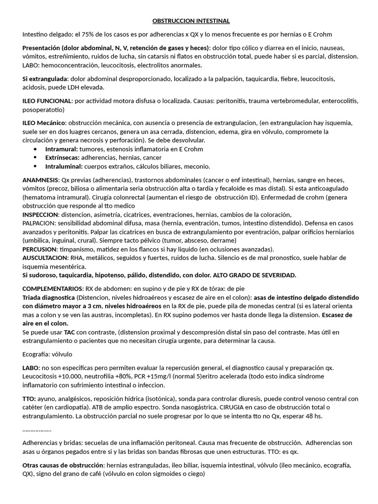 OBSTRUCCION INTESTINAL resumen ecoe | PDF | Medicina CLINICA ... OBSTRUCCION INTESTINAL resumen ecoe | PDF | Medicina CLINICA ...