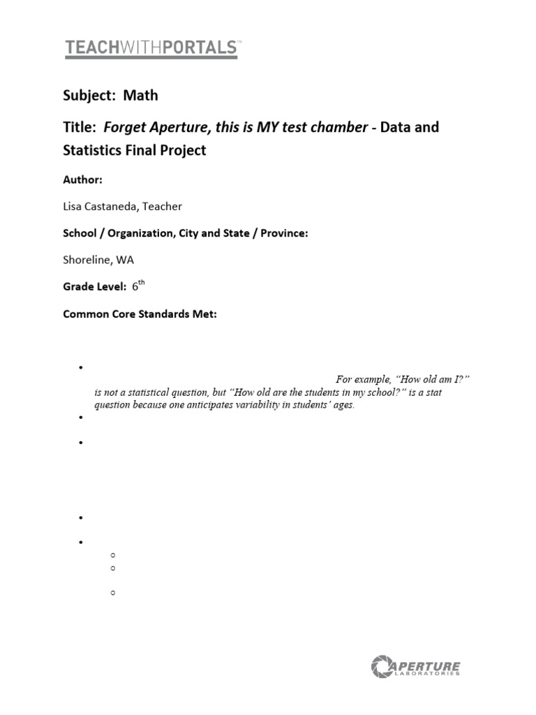 Data Analysis Project for 6th Grade | PDF | Statistics | Data