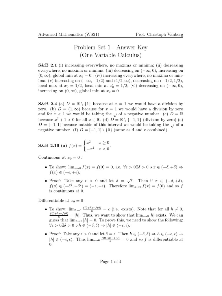 Advanced Math PS1 Solution | PDF | Analysis | Applied Mathematics