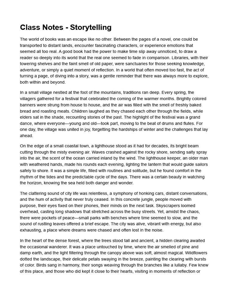 Class Notes - Storytelling | PDF | Poetry