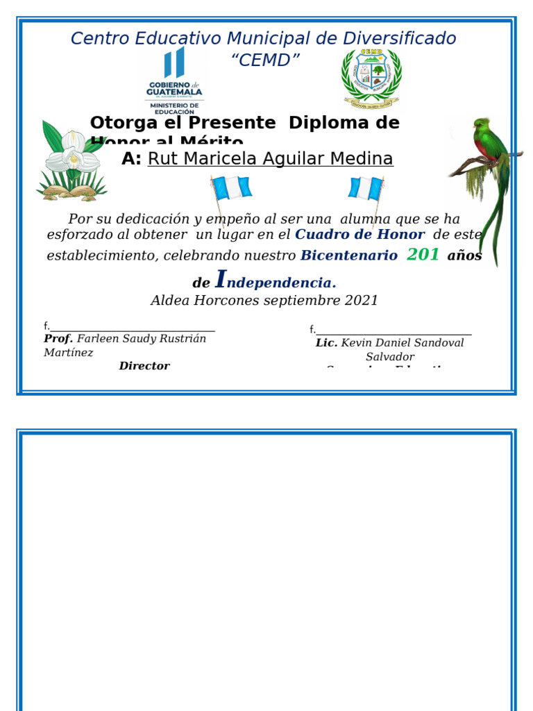 Diploma de Honor al Mérito 2021 | PDF