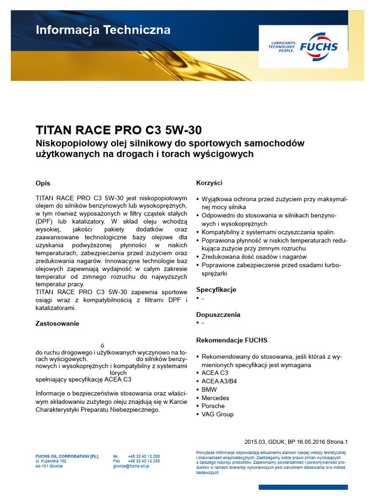 TITAN RACE PRO C3 5W-30 | PDF