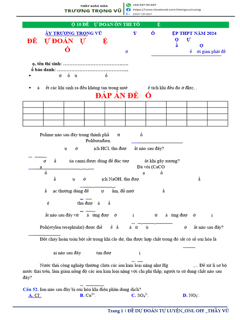 de Du Doan So 05. TTB - Dap An | PDF