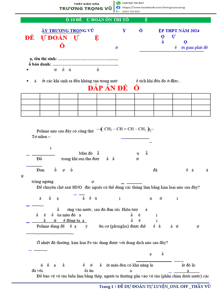 de Du Doan So 03. TTB - Dap An | PDF