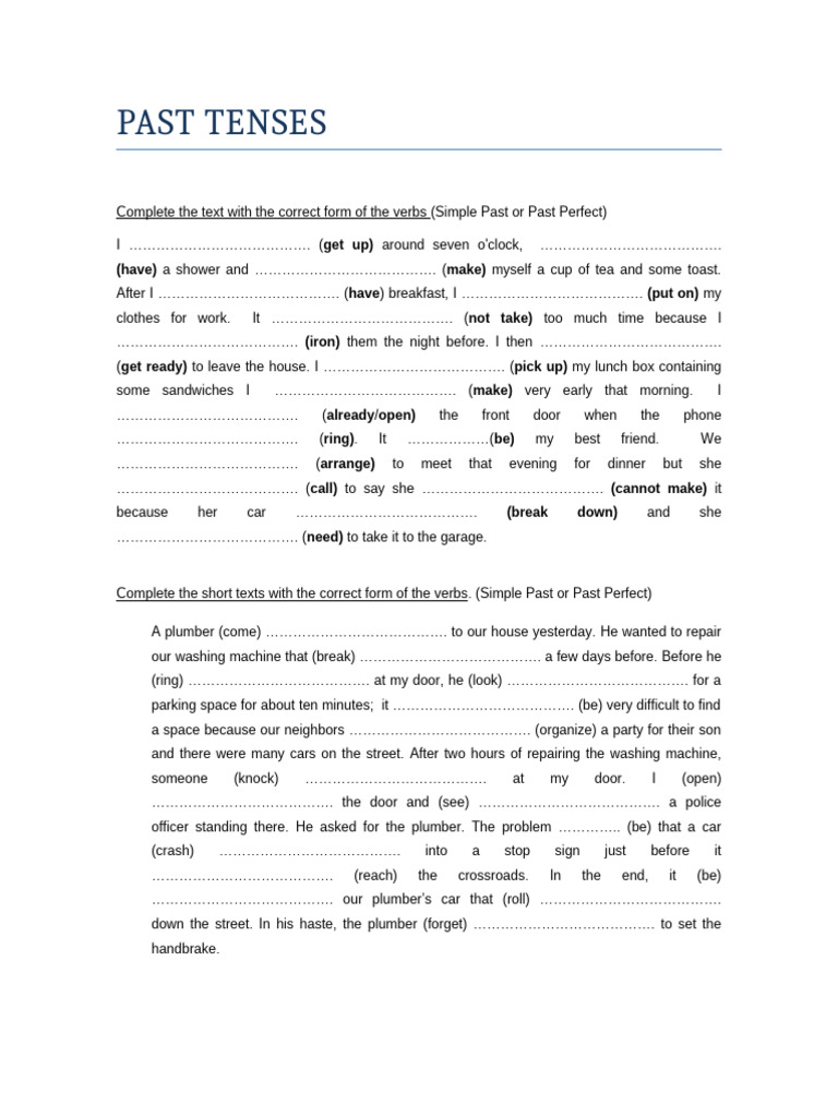 Past Tenses Information Gap Activities Tests - 112178 | PDF | Perfect ...