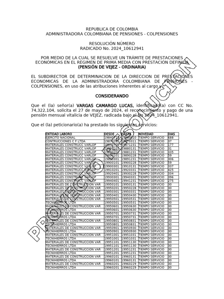 Acto Administrativo de Reconocimiento de Pensión (2) - Unlocked | PDF | Pensión | Salario mínimo