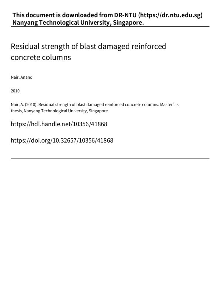 Residual Strength of Blast Damaged Reinforced Concrete Columns | PDF ...