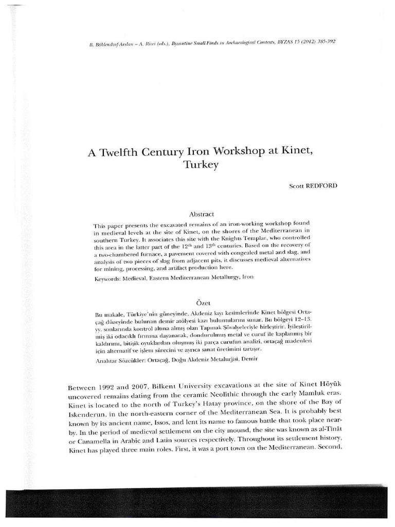 A Twelfth Century Iron Workshop at Kinet | PDF