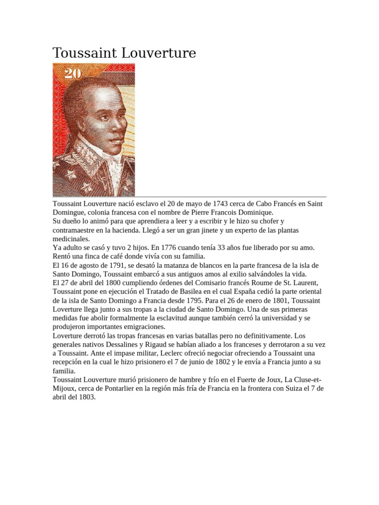 Toussaint Louverture | PDF | Revoluciones Atlánticas