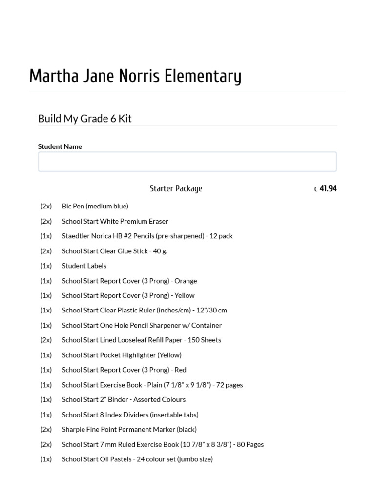 School Start Back To School Supplies | PDF