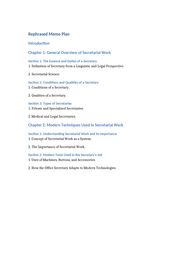 Rephrased Memo Plan | PDF