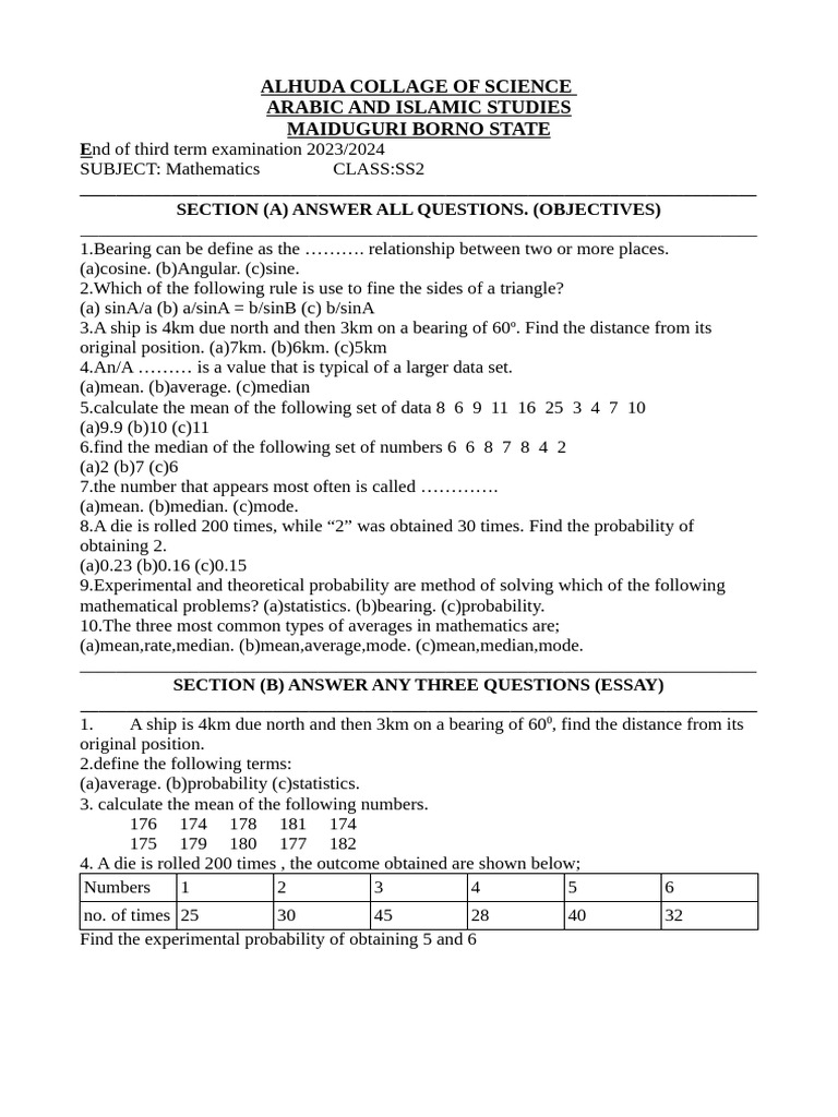 Ss2 Mathematics | PDF