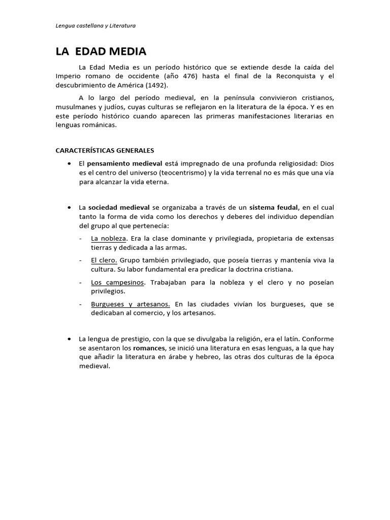Literatura en la Edad Media: Características | PDF | Clásicos