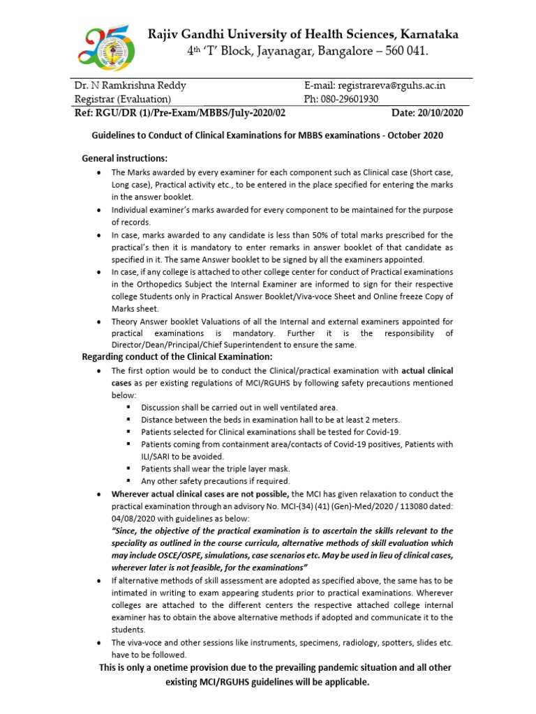 Guidelines_Practical_MBBS_Oct-2020 | PDF | Physical Examination | Medical Diagnosis