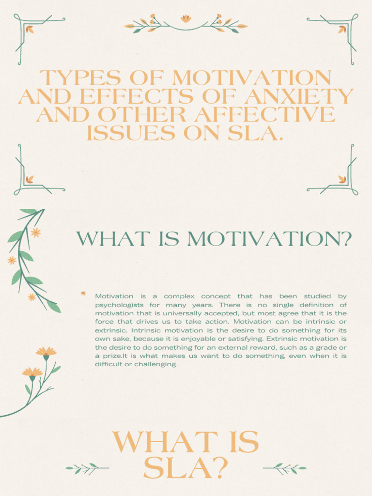 Types of Motivation and Effects of Anxiety and Other Affective Issues ...