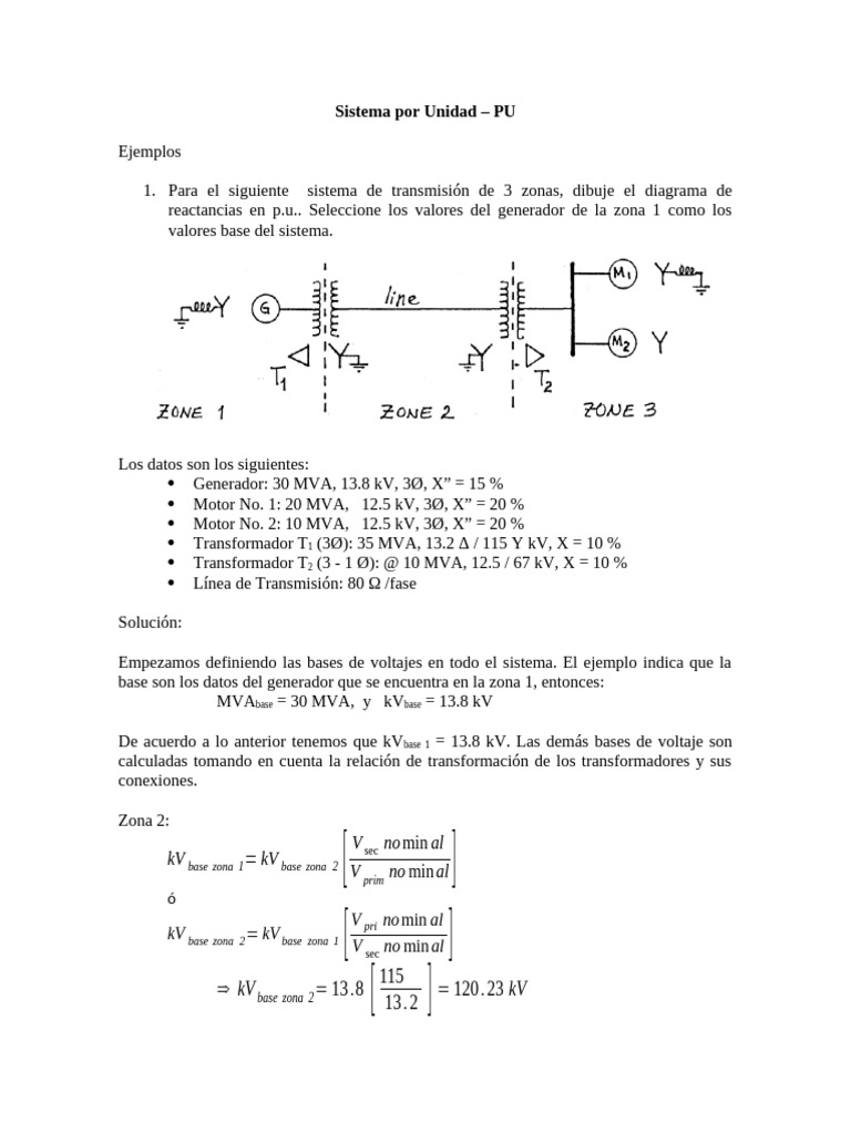 Ejemplos Sistema PU | PDF | Generador eléctrico | Transformador