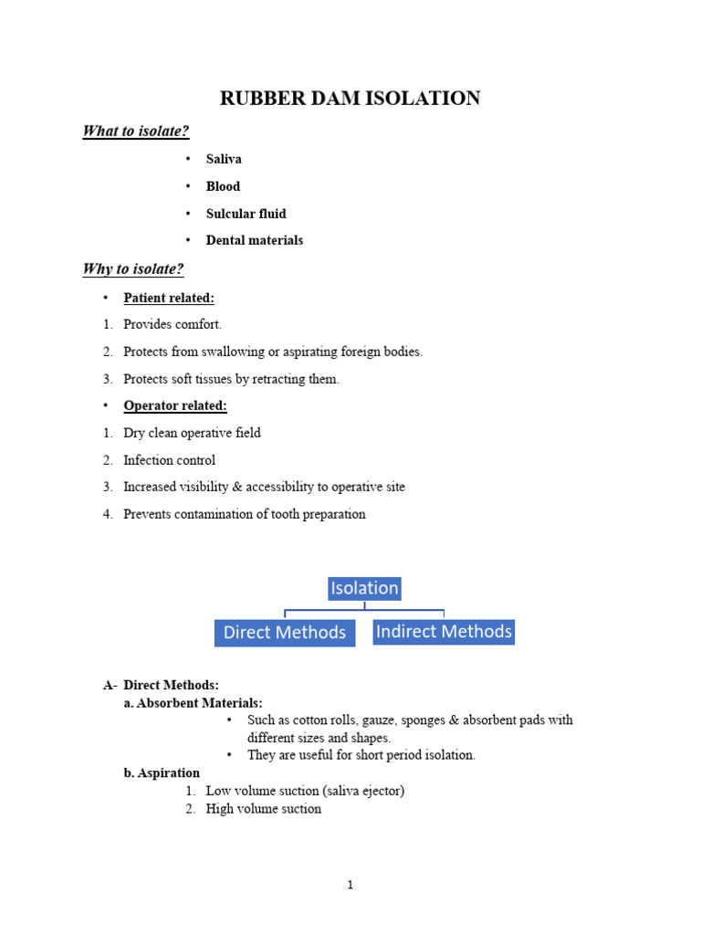 Rubber Dam Isolation Techniques Guide | PDF | Dentistry Branches