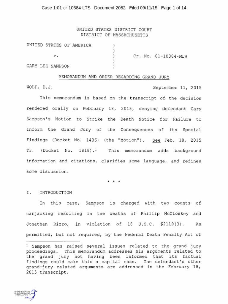 USCOURTS Mad 1 - 01 CR 10384 28 | PDF | Indictment | Criminal Procedure