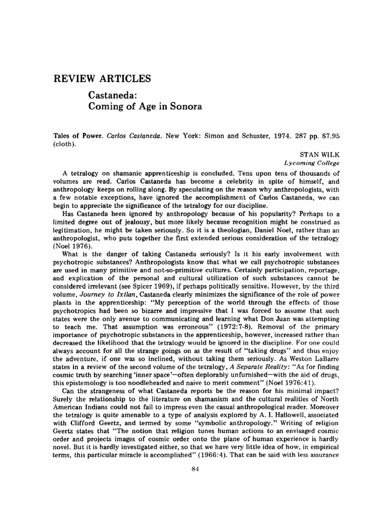 American Anthropologist - March 1977 - WILK - Castaneda Coming of Age ...