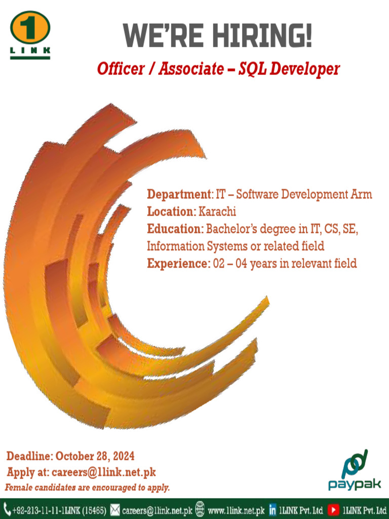 SQL Developer Job Opening in Karachi | PDF